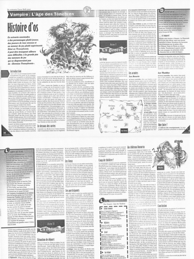 Vampire, Age des ténèbres - Scénario - Histoire d'os | PDF