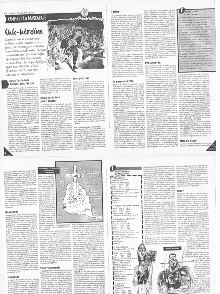 Vampire, La Mascarade - Scénario - Chic-Héroïne | PDF