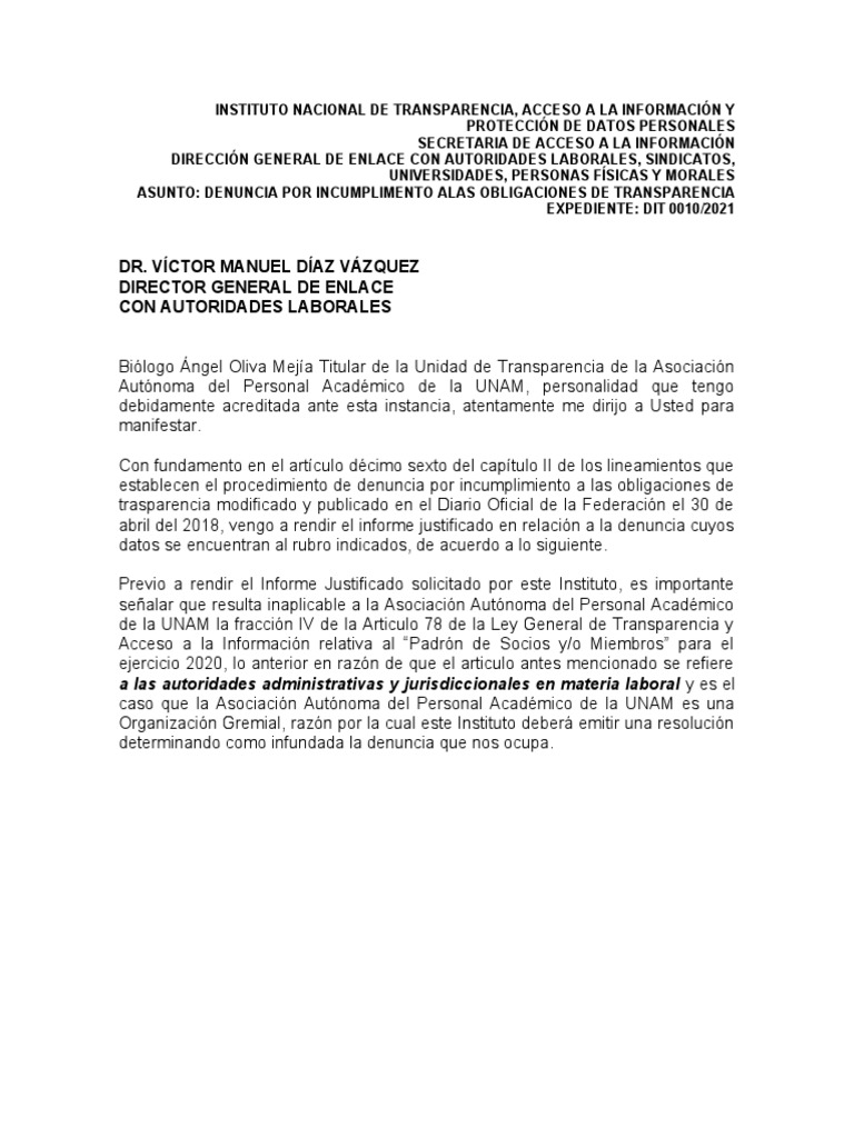 Inai Formato de Respuesta 1 | PDF