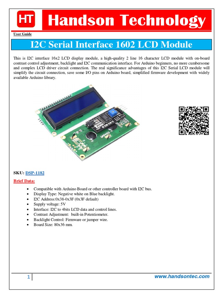 I2c 1602 LCD | PDF | Arduino | Liquid Crystal Display