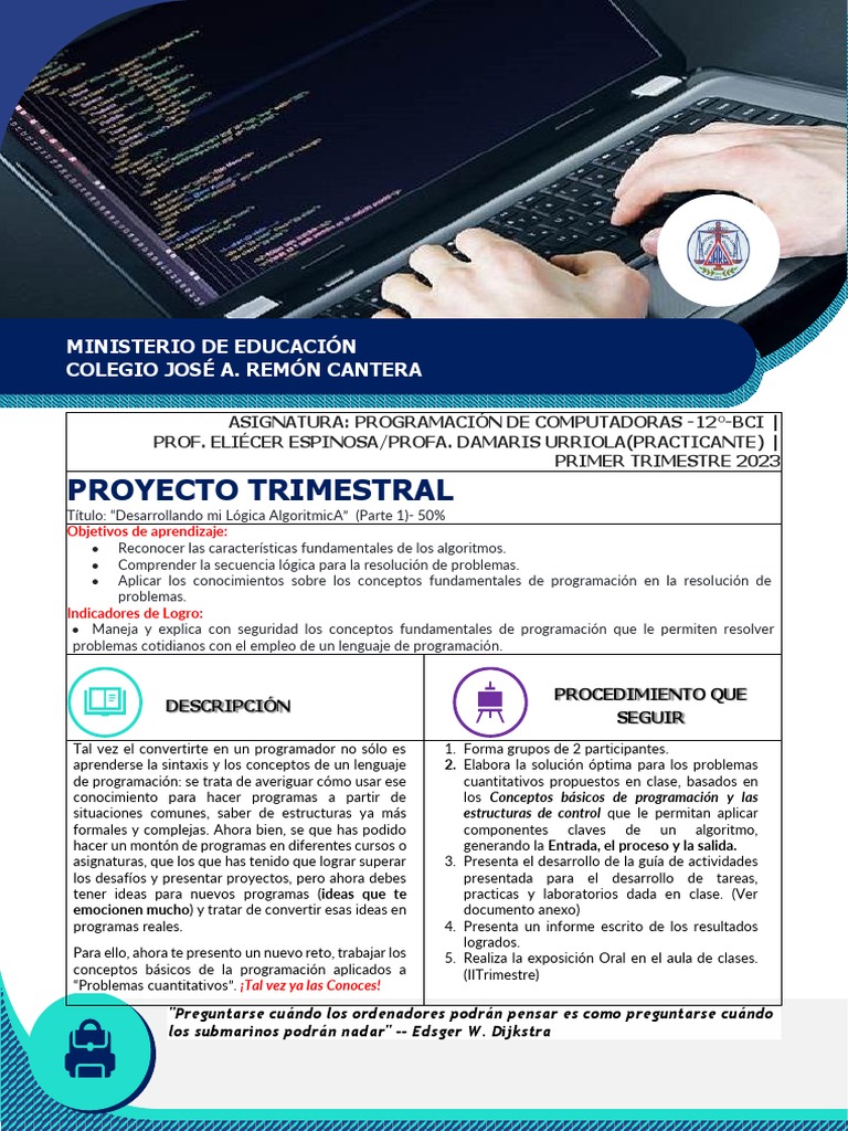 ProyectoTrimestral - PROGC 1 2023 | PDF | Algoritmos | Programación de ... ProyectoTrimestral - PROGC 1 2023 | PDF | Algoritmos | Programación de ...