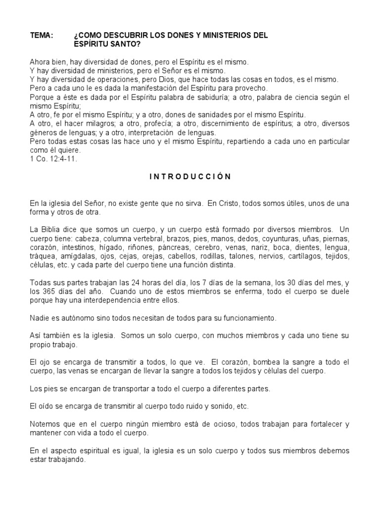 Descubre tus Dones Espirituales | PDF | Jesús | Sangre