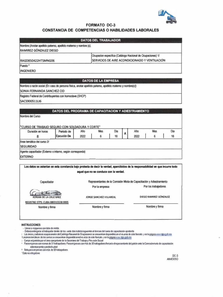 DC3 CORTE Y SOLDADURA Diego Ramirez | PDF