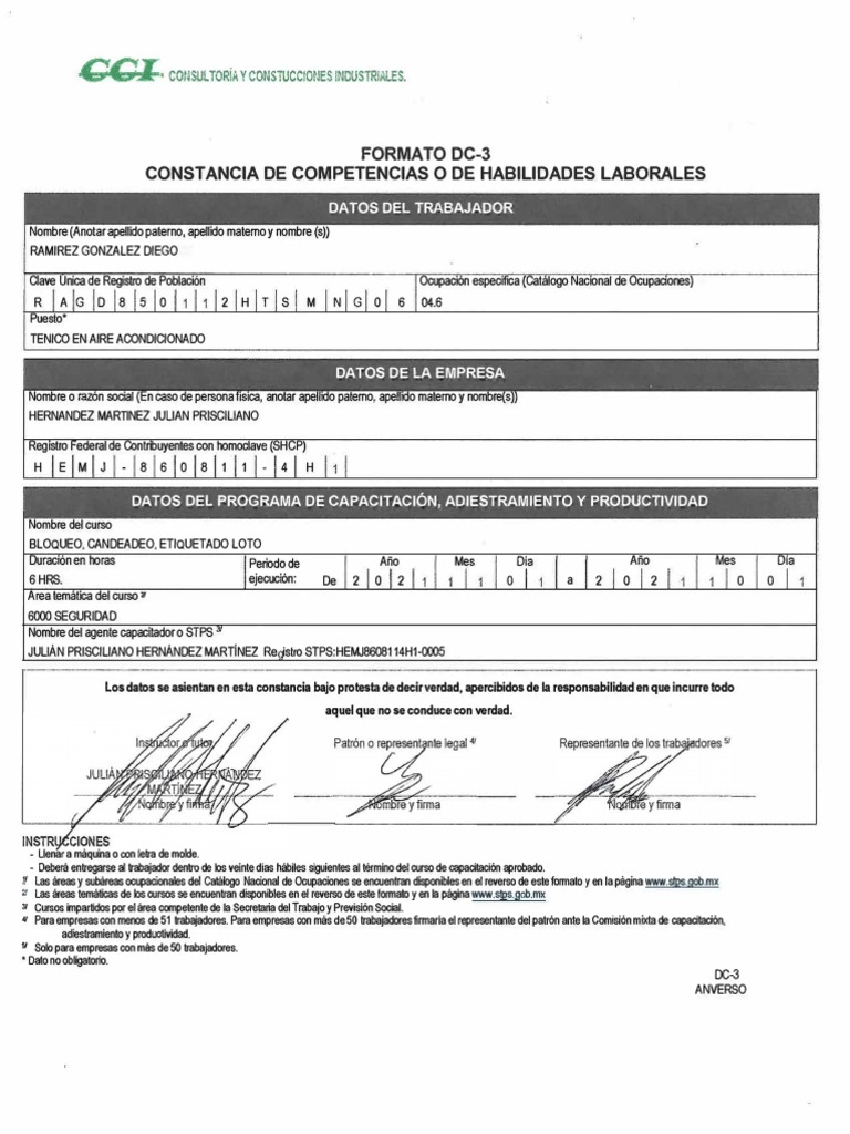 DC3 LOTO Diego Ramirez | PDF