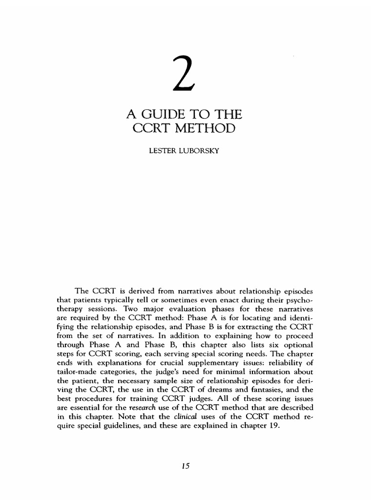 Guide To The CCRT Method | PDF