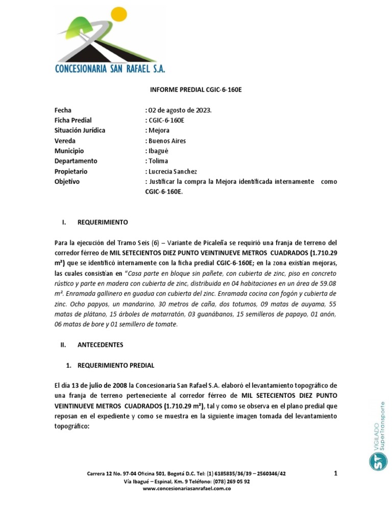 Informe Predial CGIC-6-160E | PDF