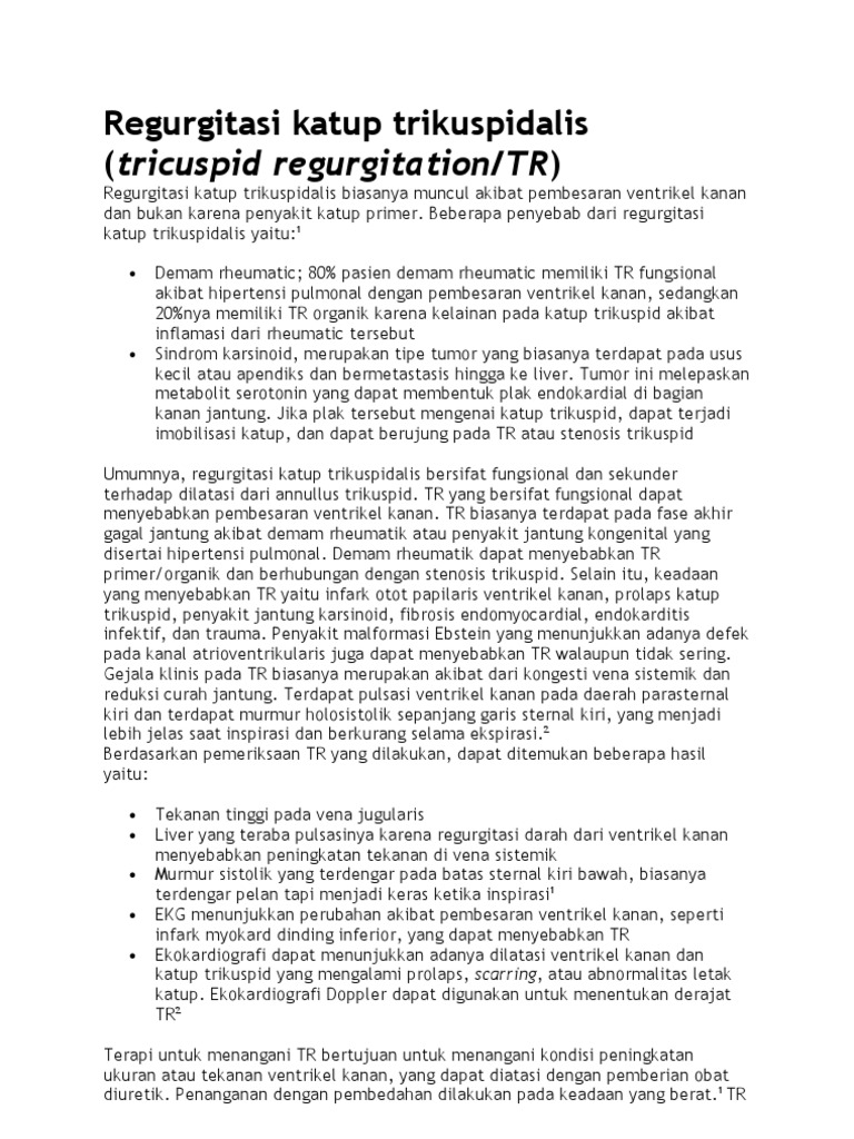 Regurgitasi Katup Trikuspidalis | PDF