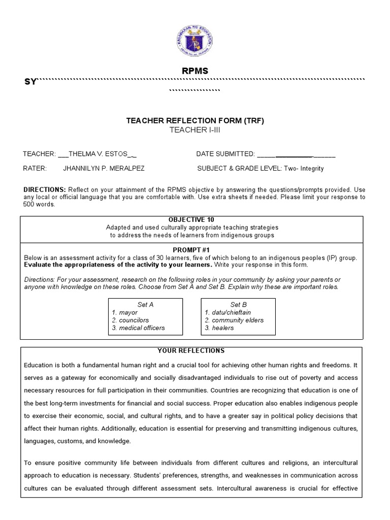 RPMS Mov Obj 10 | PDF | Learning | Human Communication