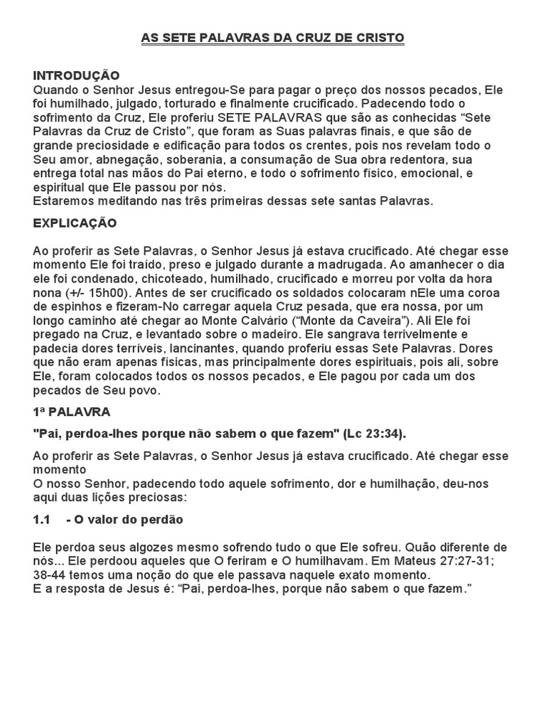 Iemvjc As Sete Palavras Da Cruz de Cristo | PDF | Jesus | Pecado