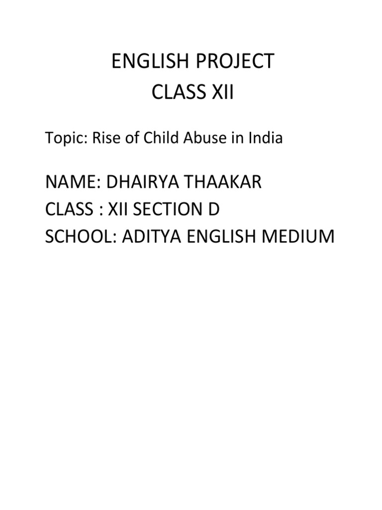 English Project Class Xii | PDF | Child Abuse | Violence