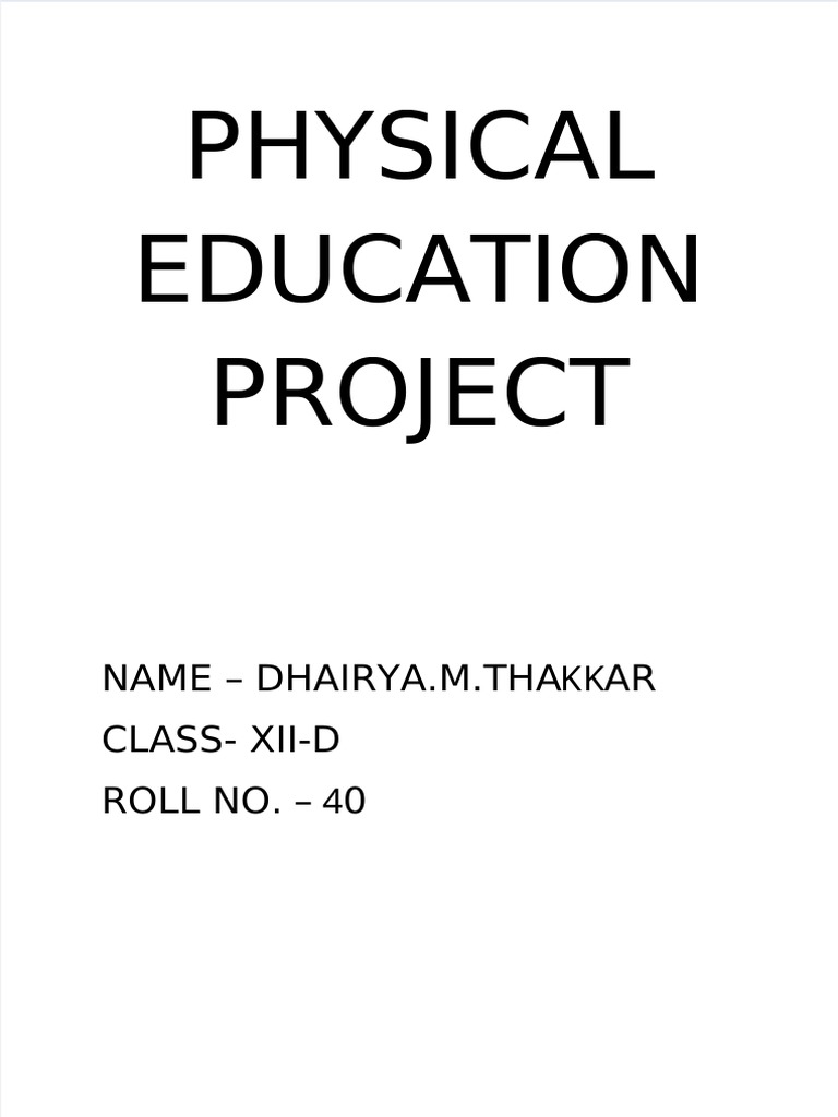 Dokumen - Tips - Physical Education Project Class 12 | PDF