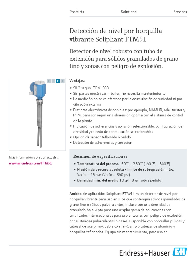 Endress-Hauser Soliphant M FTM51 ES | PDF | Materiales | Ciencias fisicas