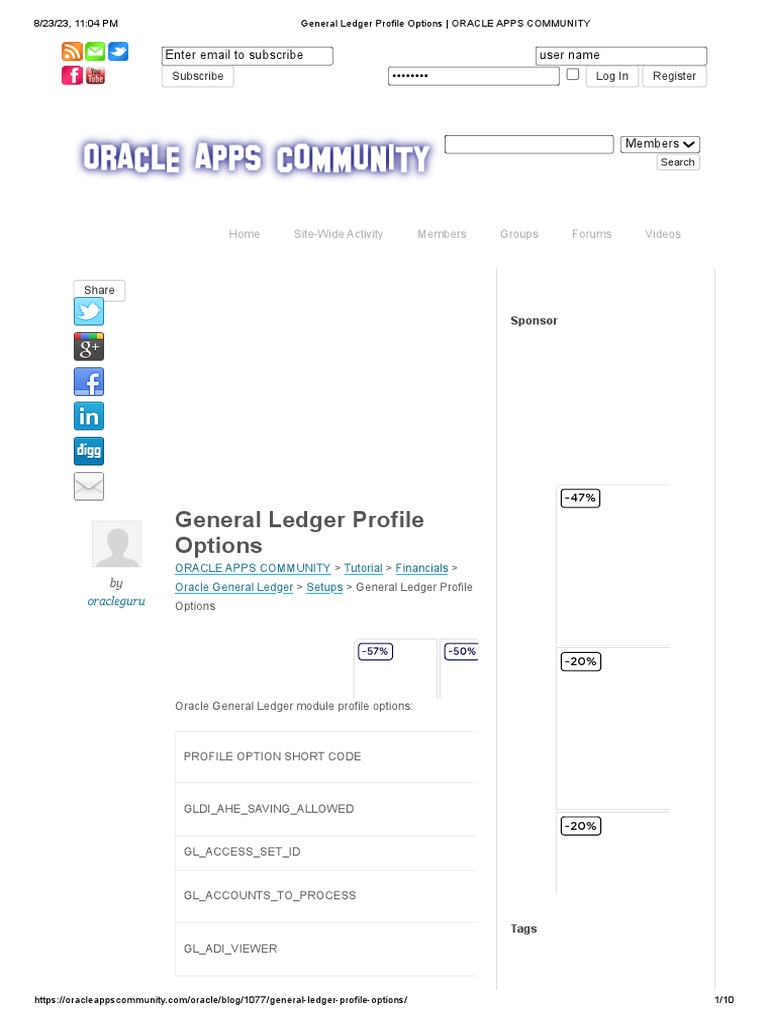 General Ledger Profile Options - ORACLE APPS COMMUNITY | PDF | Service ...