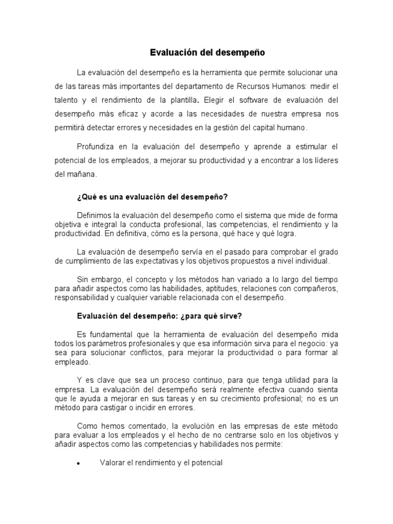 Evaluación Del Desempeño | PDF | Evaluación | Evaluación de desempeño