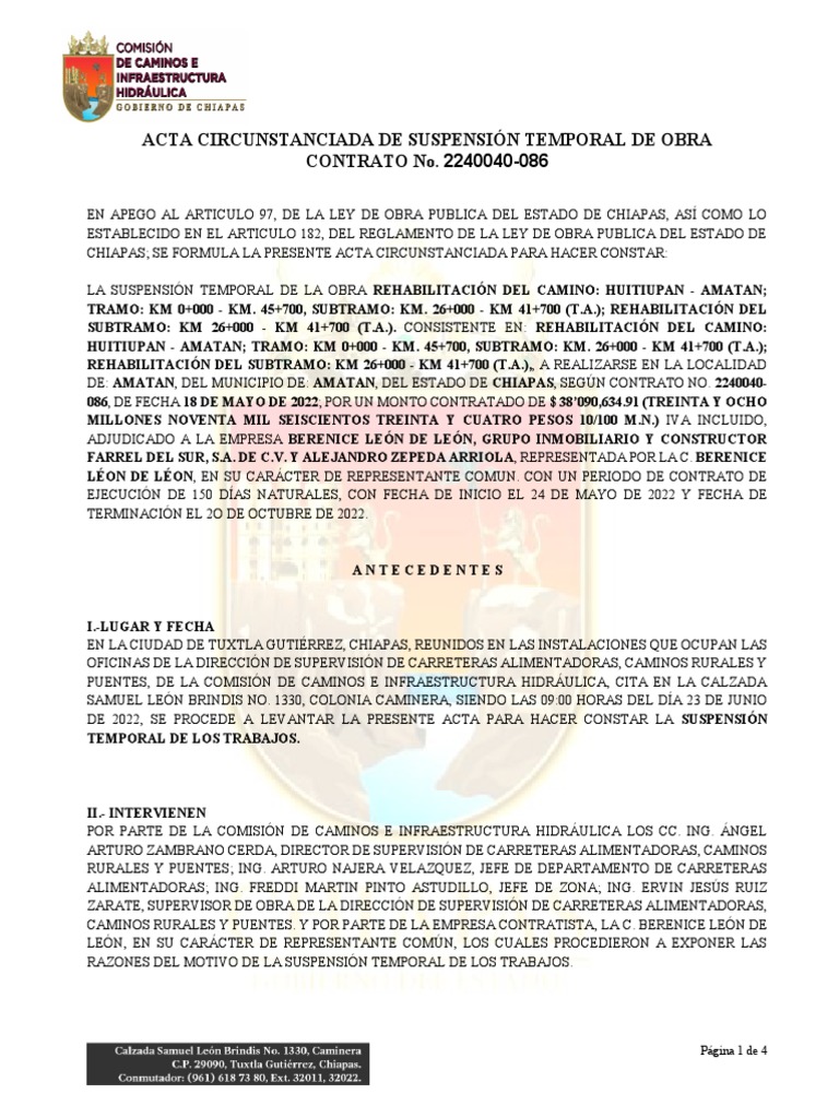 04 ACTA CIRCUNSTANCIADA DE SUSPENSIÓN TEMPORAL Amatan | PDF | Business | Justicia