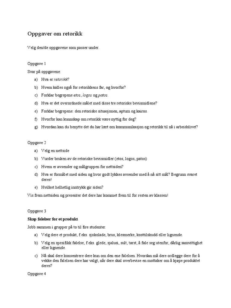 Oppgaver Om Retorikk | PDF
