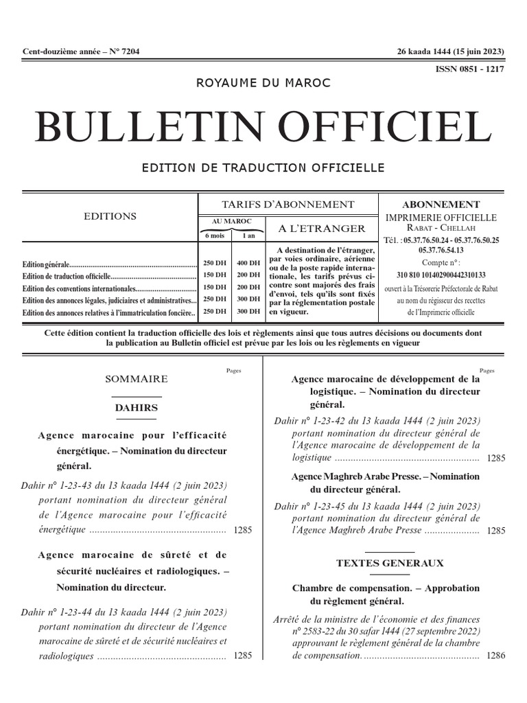 Bulletin Officiel Maroc 2023-06-15 | PDF