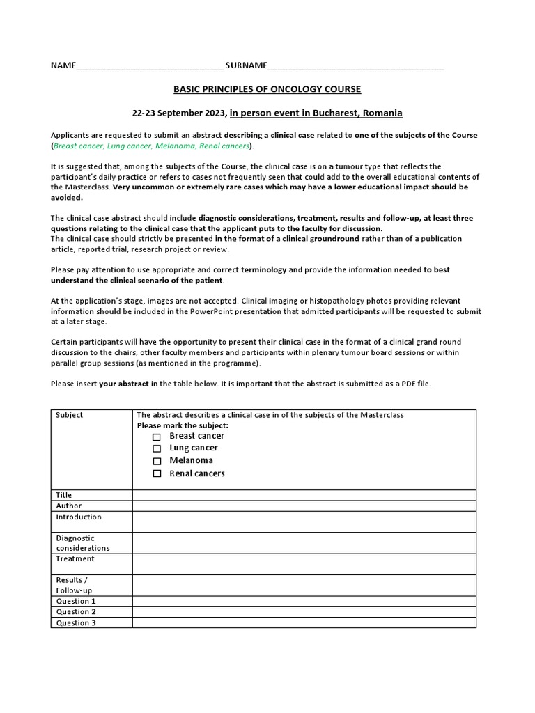 Basic - Onc - Clinical - Case - Template 2 | PDF