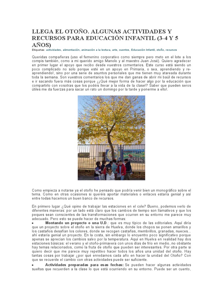 Actividades de Otoño para Educación Infantil | PDF | Tierra | Otoño