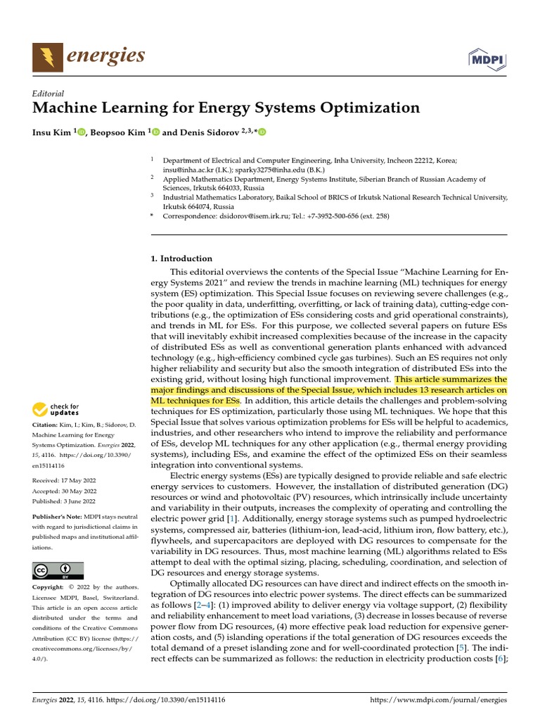 Machine Learning For Energy Systems Optimization | PDF | Mathematical Optimization | Machine ...