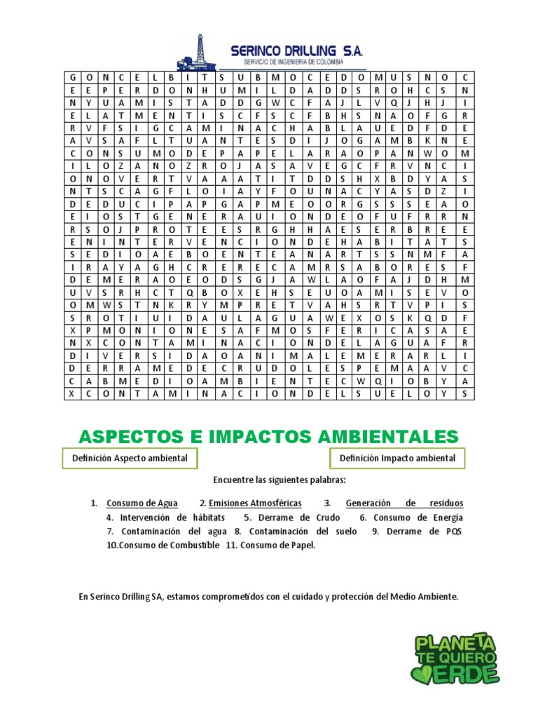Sopa de Letras - Aspectos Ambientales | PDF | Contaminación | Ciencia ...