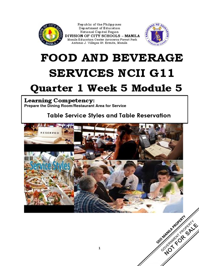 FBS 11 - Q1 - W5 - Mod5 | Download Free PDF | Waiting Staff | Buffet