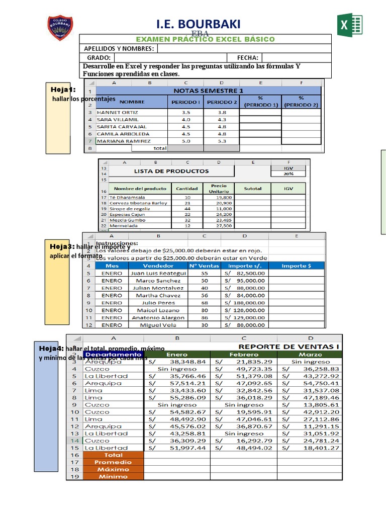 EXAMEN PRÁCTICO EXCEL BÁSICO | PDF