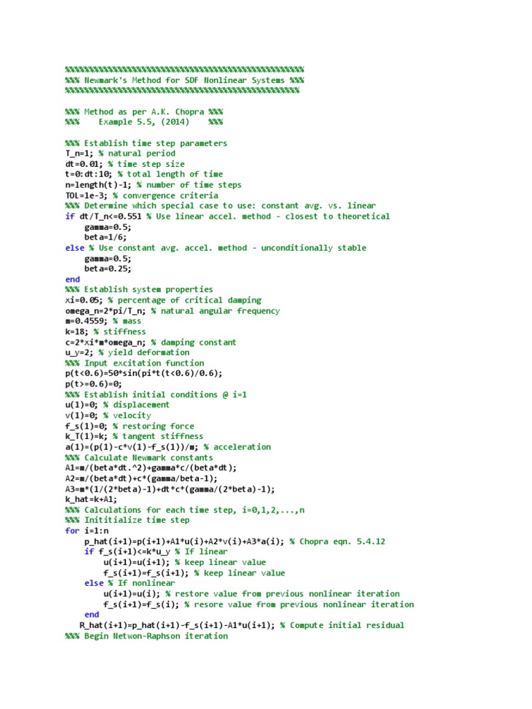Newmark Method | PDF | Mechanical Engineering | Applied And Interdisciplinary Physics