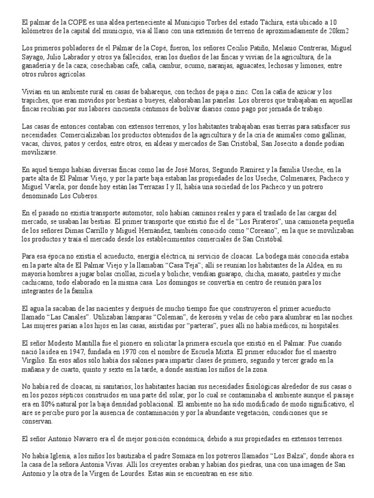 Historia de El Palmar de la Copé | PDF | Agricultura