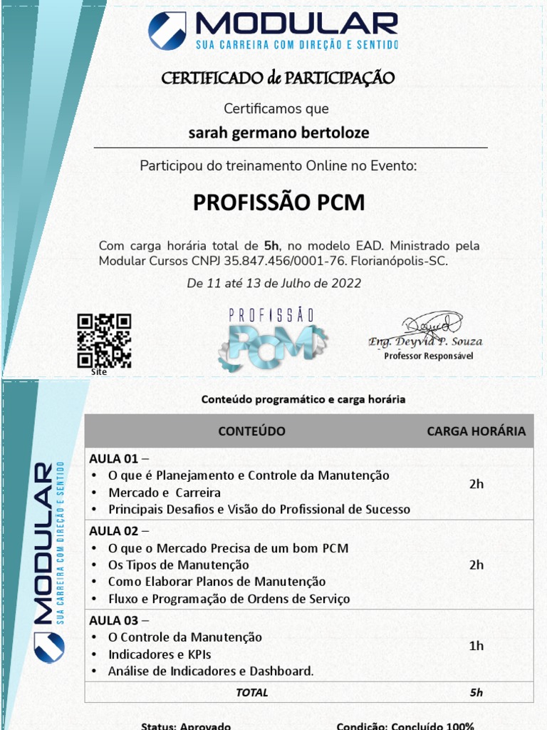 Certificado Profiss_o PCM | PDF