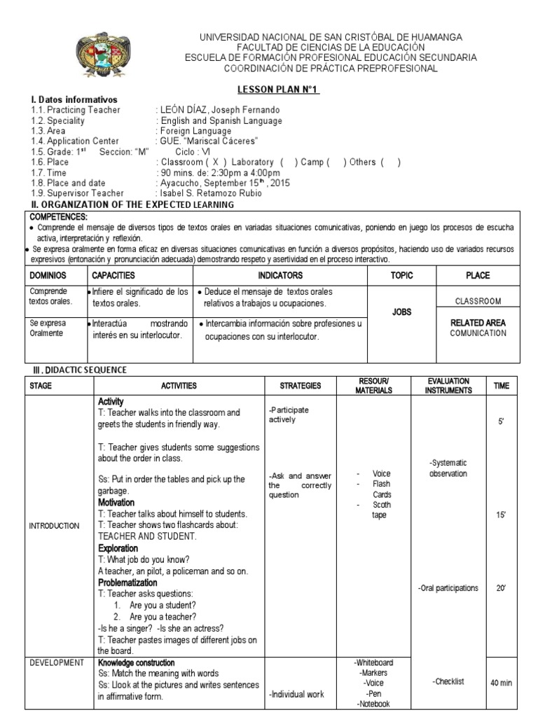 Lesson Plan 1-Jobs | PDF