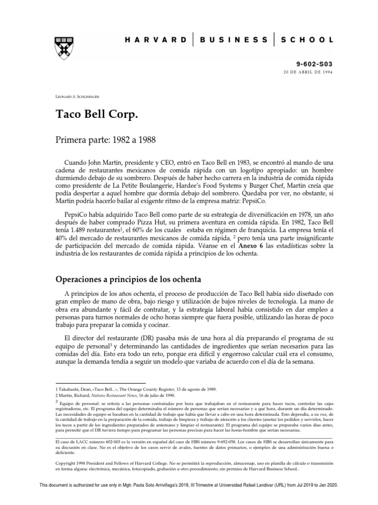 Taco Bell Corp. - Caso | PDF
