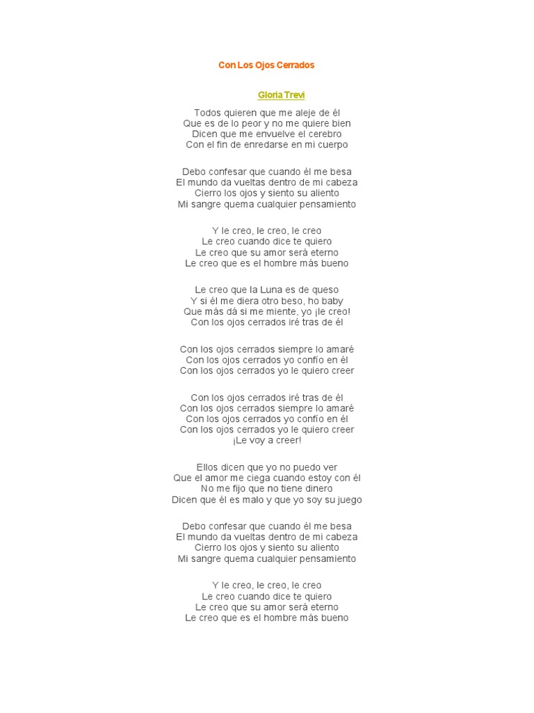 Con los ojos cerrados: Gloria Trevi | PDF