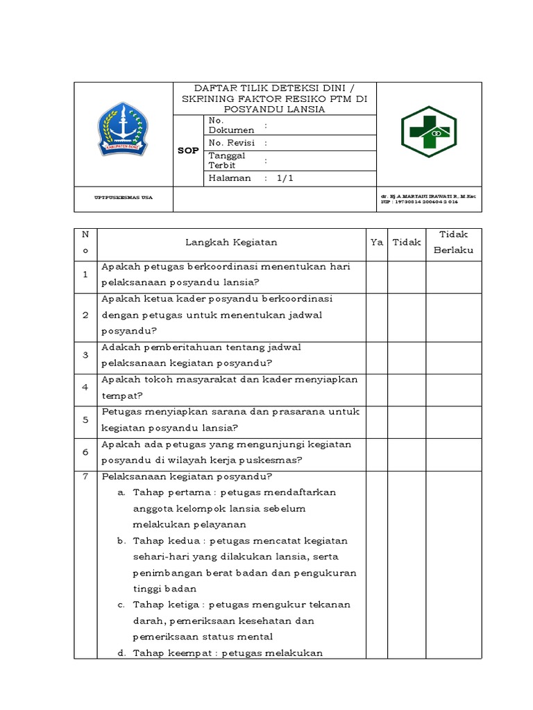 Skrining PTM di Posyandu Lansia | PDF