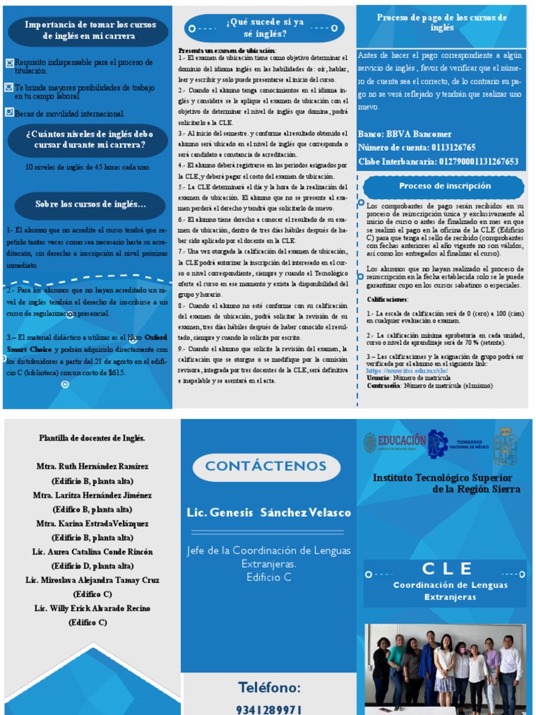 Triptico Inglés | PDF