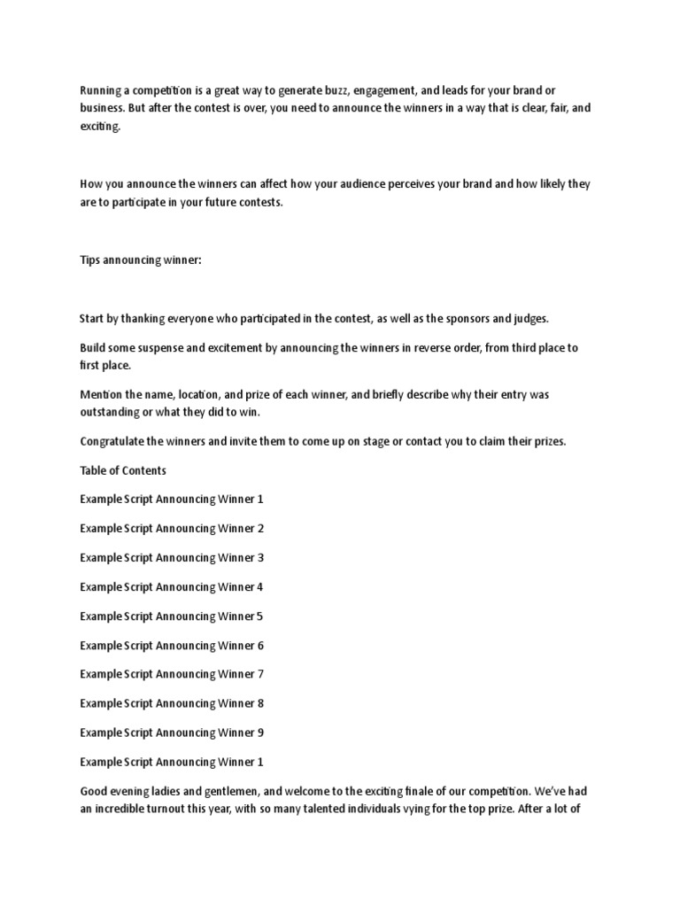 Announcement of Winners | PDF