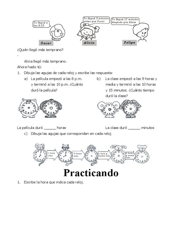 Ficha El Tiempo para Tercero de Primaria | PDF