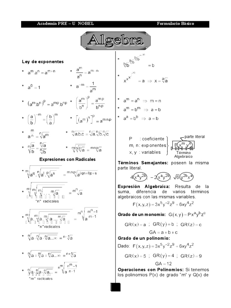 2.mini Formulario Algebra | PDF