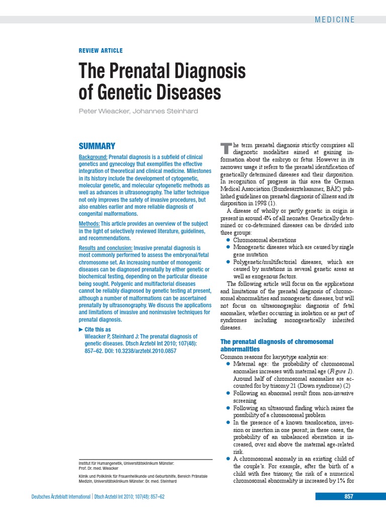 12-The Prenatal Diagnosis. | PDF | Genetic Disorder | Medical Specialties