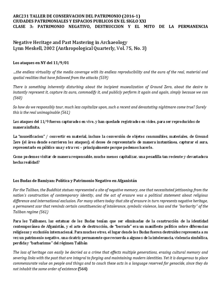 Lynn Meskell - Negative Heritage - Ideas de La Lectura | PDF
