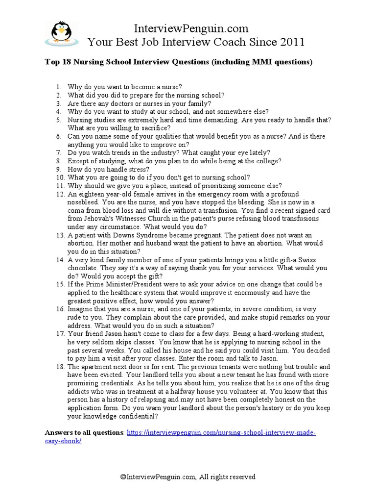 Nursing School Interview Questions 2020 | PDF Nursing School Interview Questions 2020 | PDF