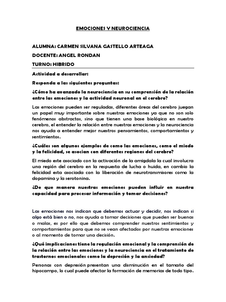 Emociones Y Neurociencia Pdf