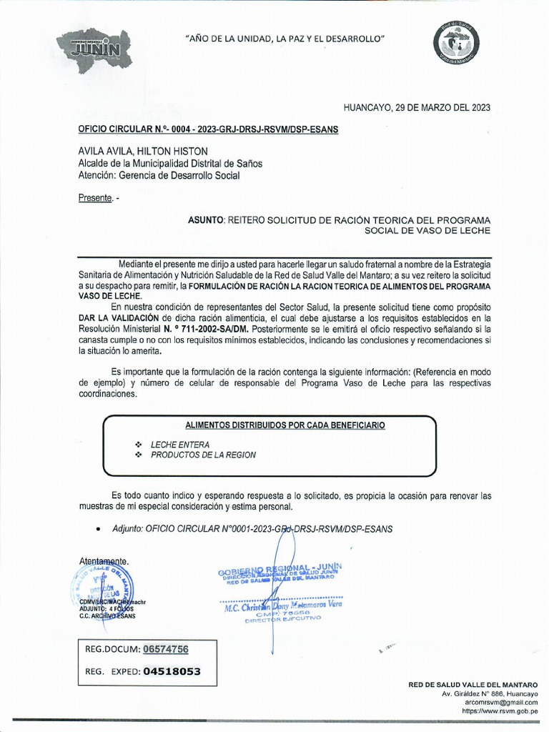 Oficio Reiterativo Saños PVL | PDF