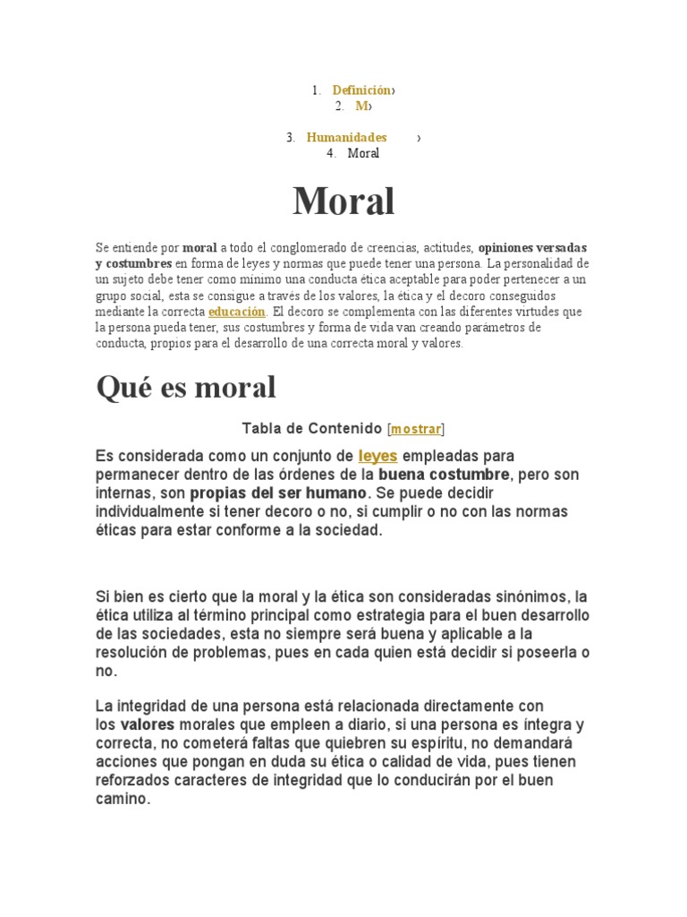 Definición y Conceptos de Moralidad | PDF | Moralidad | Comportamiento