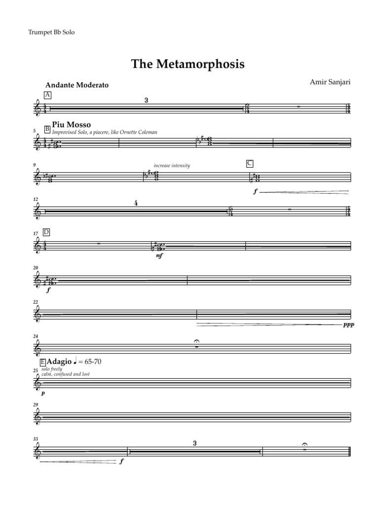 Metamorphosis Orchestral Sketches - Trumpet BB Solo | PDF | Musical ...
