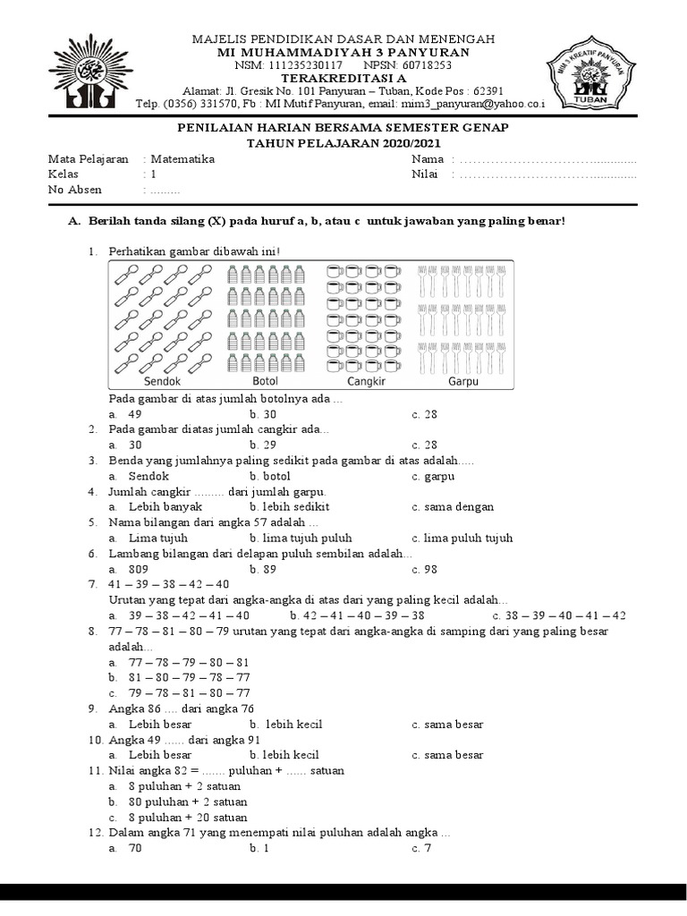 MTK Kelas 1 | PDF | Metode & Bahan Ajar