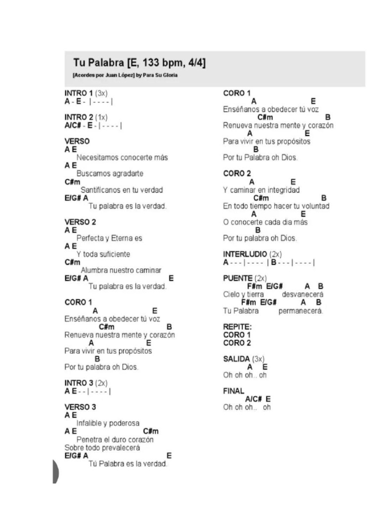 Tu Palabra Acordes | PDF
