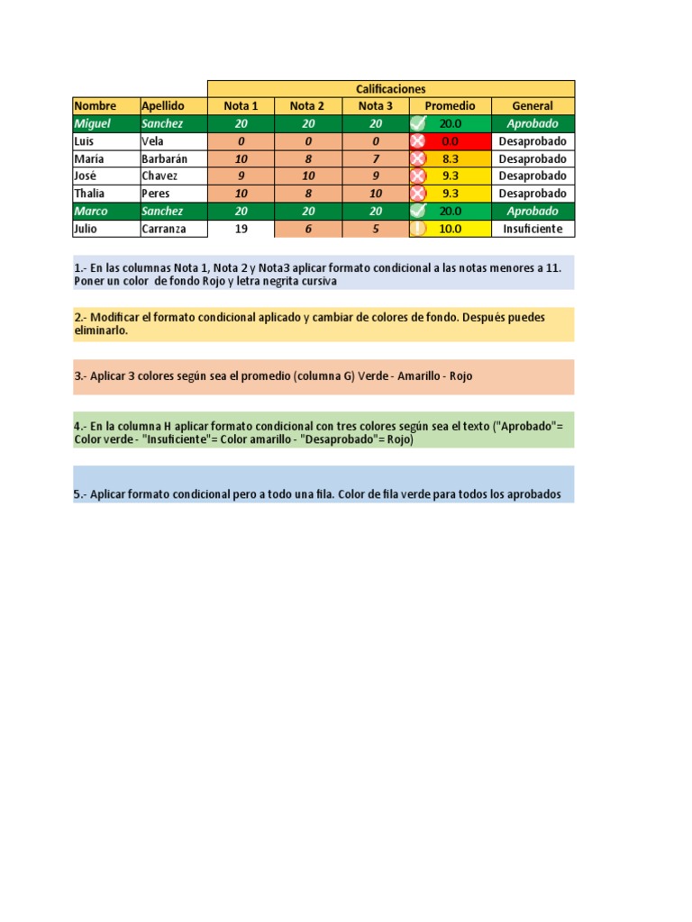 Formato Condicional Ejercicios | PDF