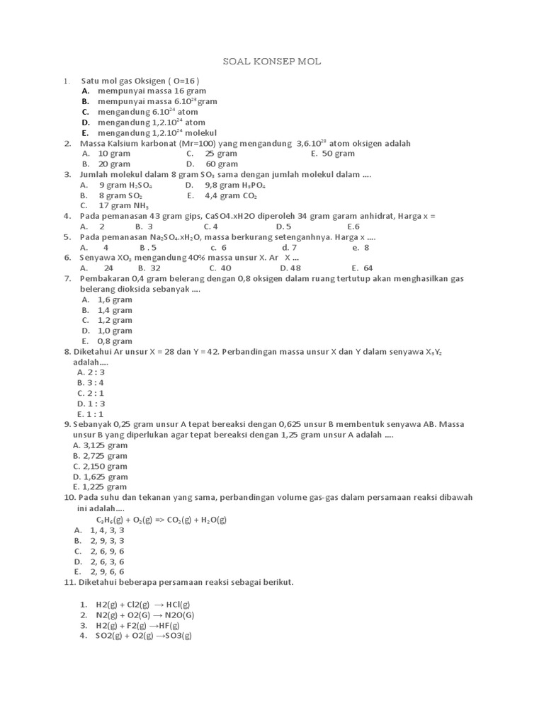 Soal Konsep MOL | PDF