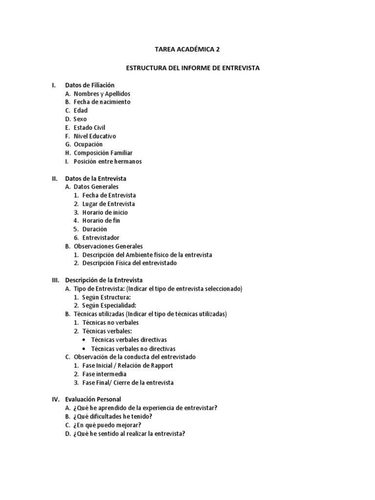 Ta3 - Estructura Informe de Entrevista | PDF